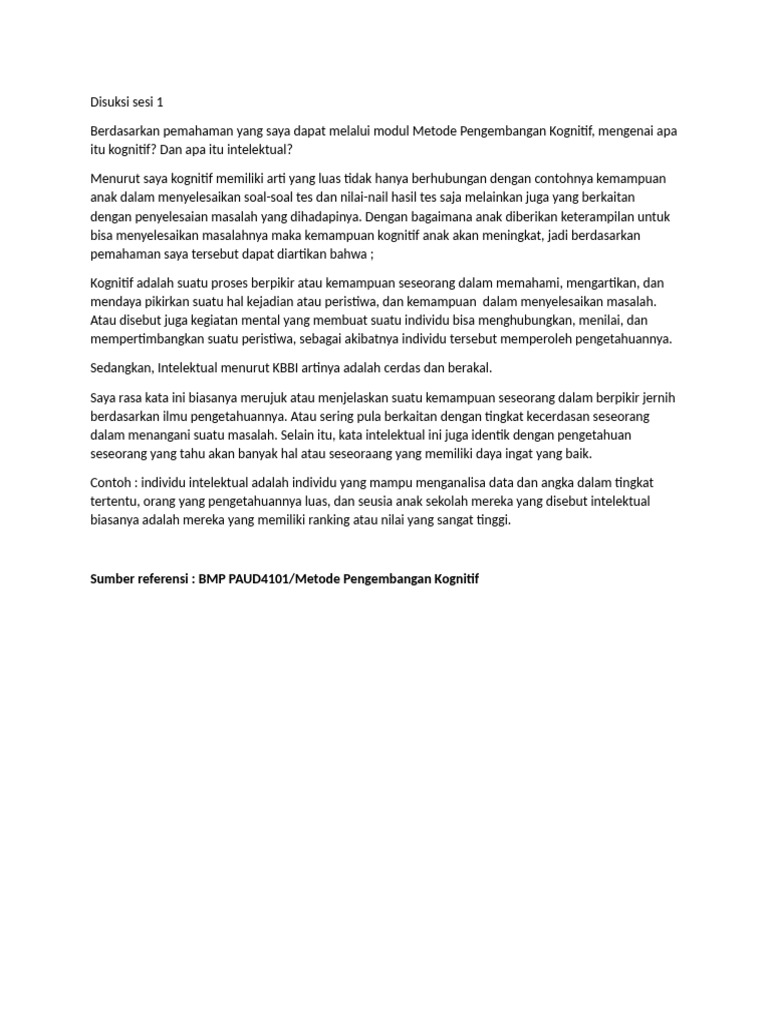 Diskusi 1 Metode Pengembangan Kognitif | PDF | Karier & Perkembangan
