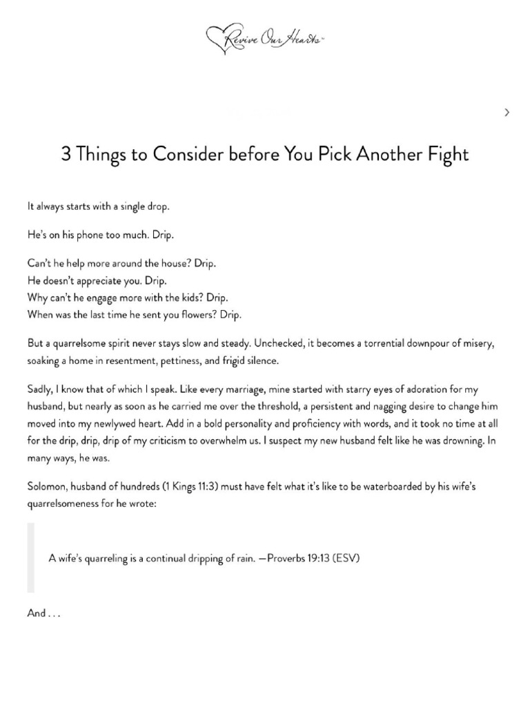 3 Tips to Stop Quarreling in Marriage | PDF | God | Book Of Proverbs