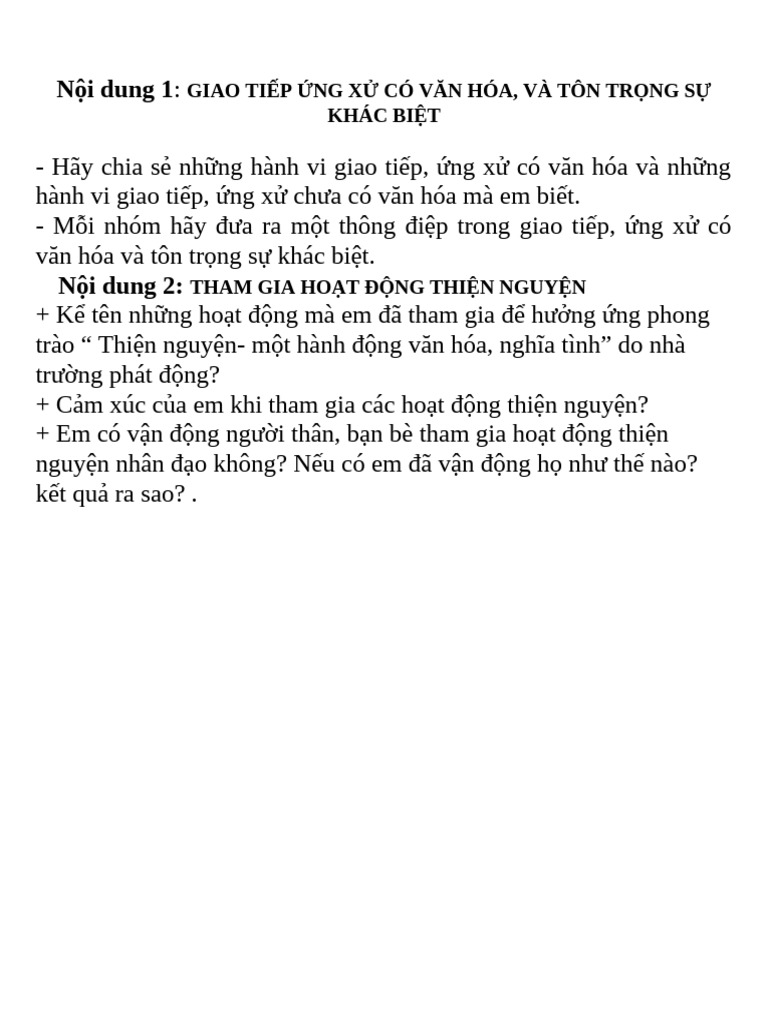 N I Dung HĐTNHN TH 5 | PDF