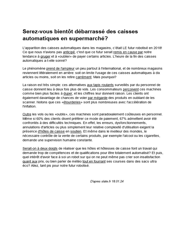 Fin des caisses automatiques en vue ? | PDF