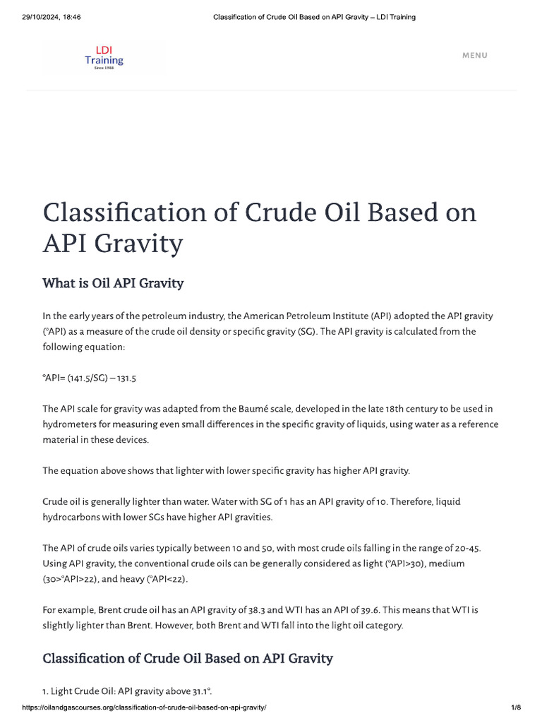 API Gravity of Crude | PDF
