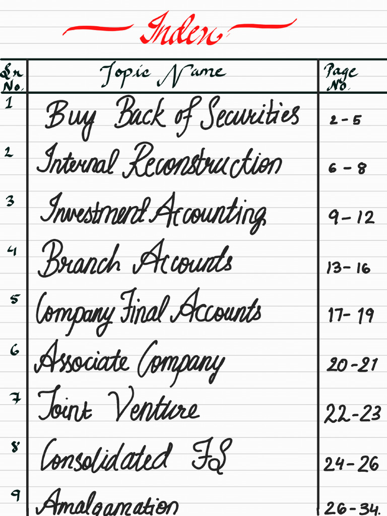 Handwritten Accounts Summary Notes | PDF