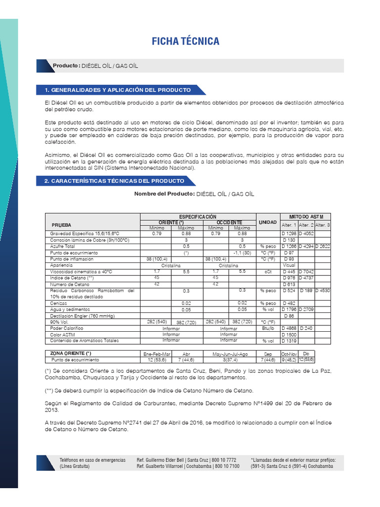 Ficha Tecnica de Diesel Oil | PDF