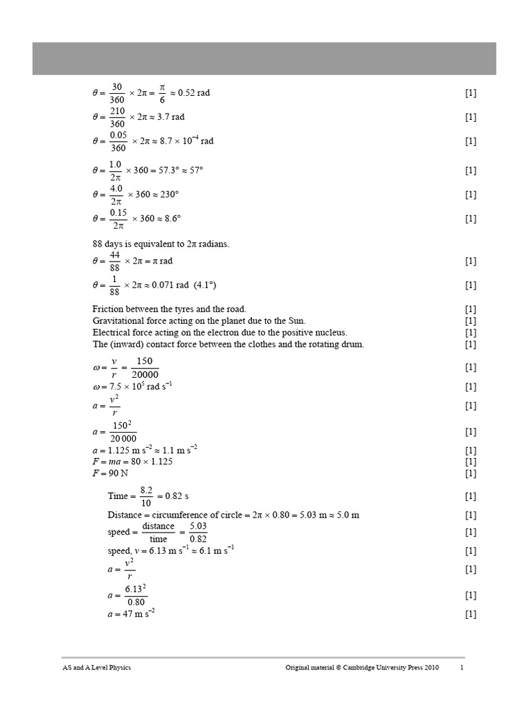 Toaz - Info A Level Circular Motion Answer PR | PDF | Force | Temporal ...