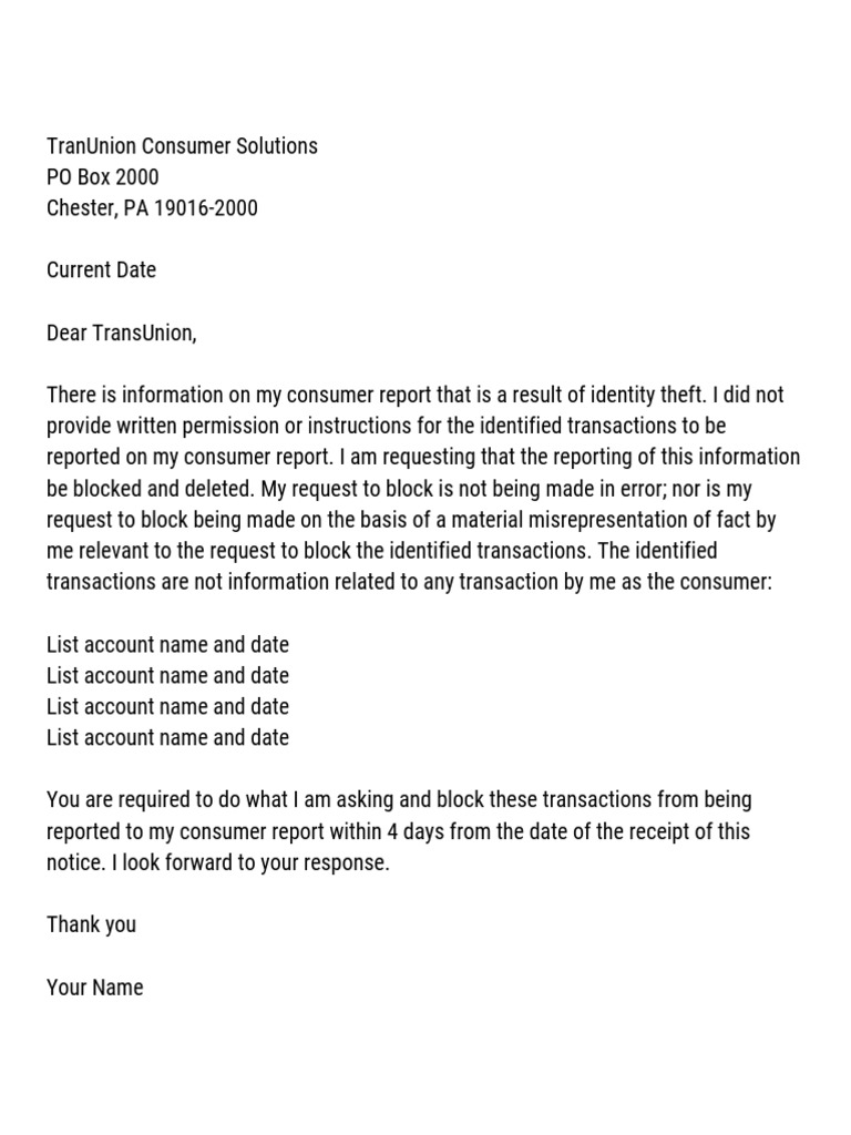 Letter Template - Removing Negative Items - 2 | PDF | Law
