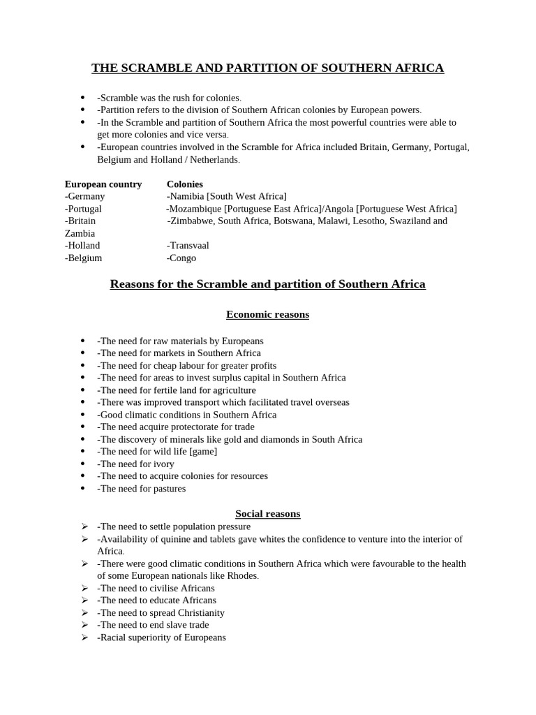 The Scramble and Partition of Southern Africa | PDF | Southern Africa ...