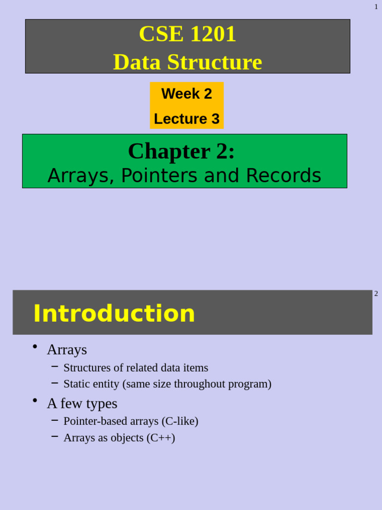 Lect 03 CSE1201 Arrays | PDF | Pointer (Computer Programming) | Computer Science