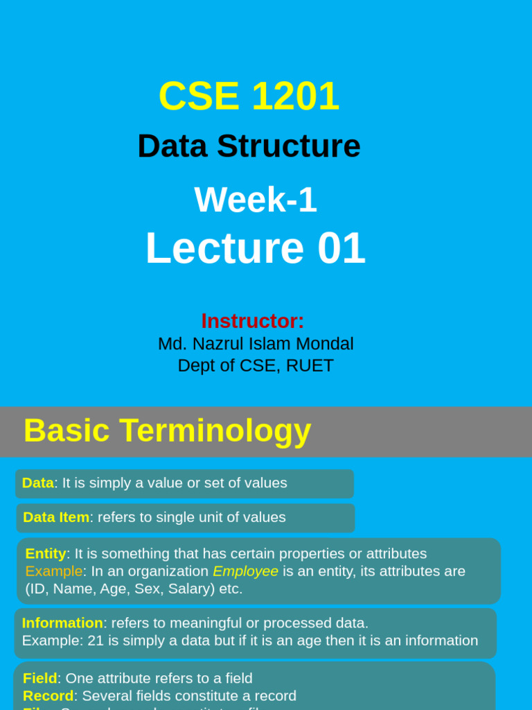 Lect 01 CSE1201 Introduction | PDF | Algorithms | Data Structure