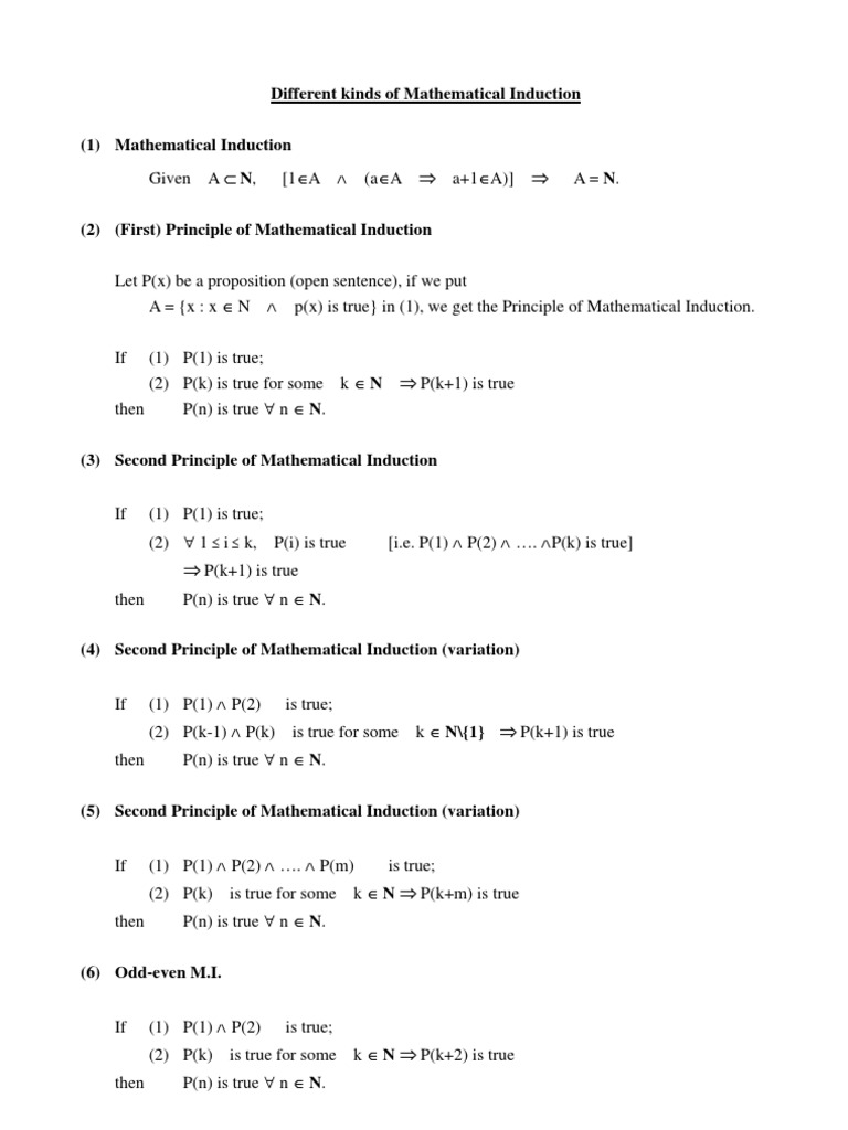 Different Kinds of Mathematical Induction | PDF | Logical Expressions ...