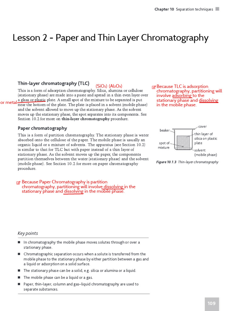 Lesson 2 - Paper and Thin Layer Chromatography | PDF | Thin Layer ...