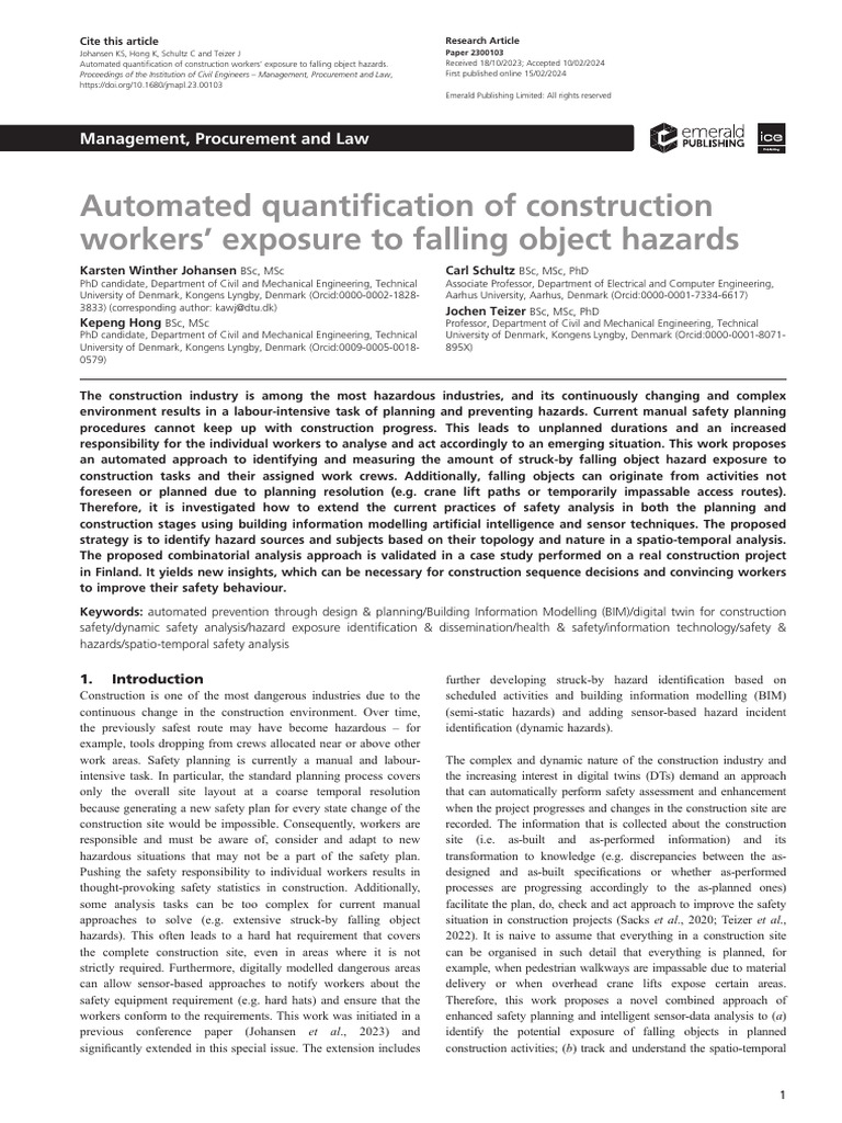 Automated Quanti Cation of Constructionworkers Exposure To Falling ...