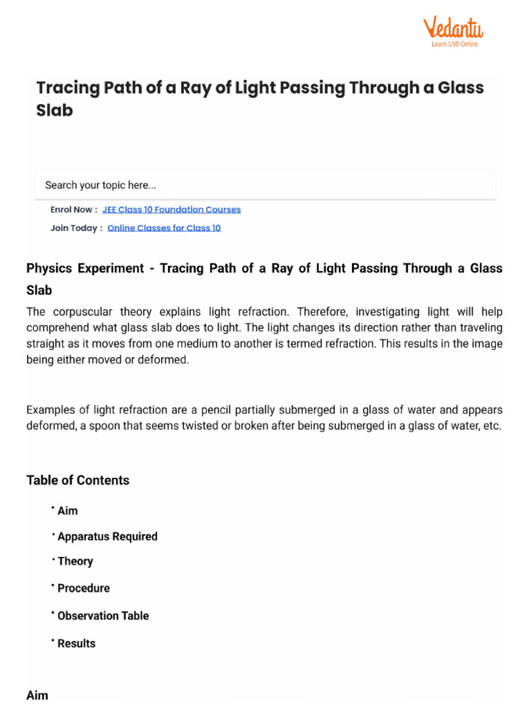 Tracing Path of A Ray of Light Passing Through A Glass Slab | PDF