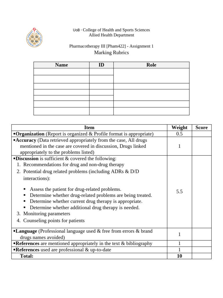 Marking Rubrics | PDF