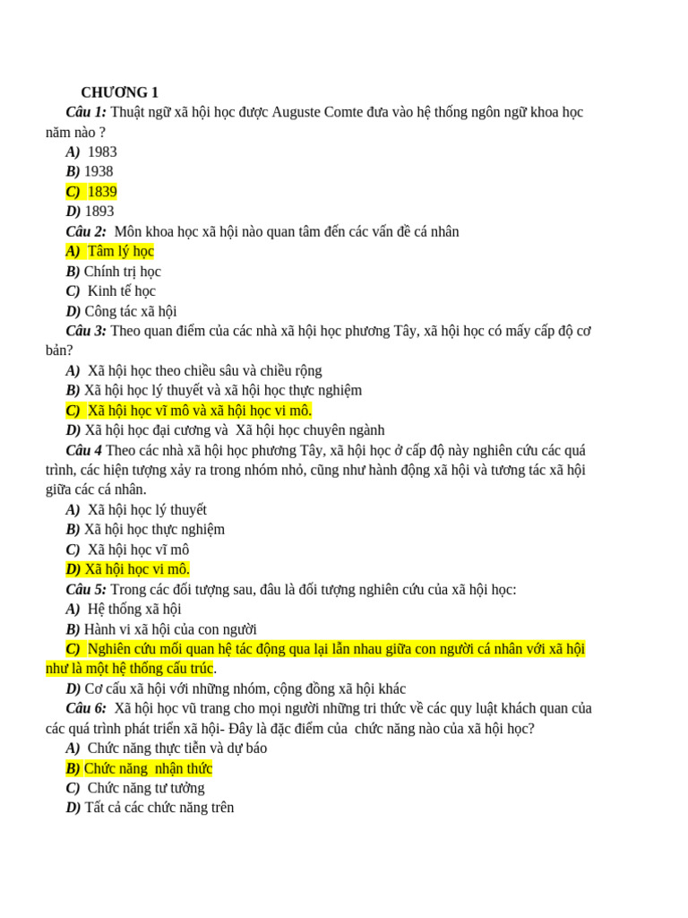 TRẮC NGHIỆM XHH | PDF