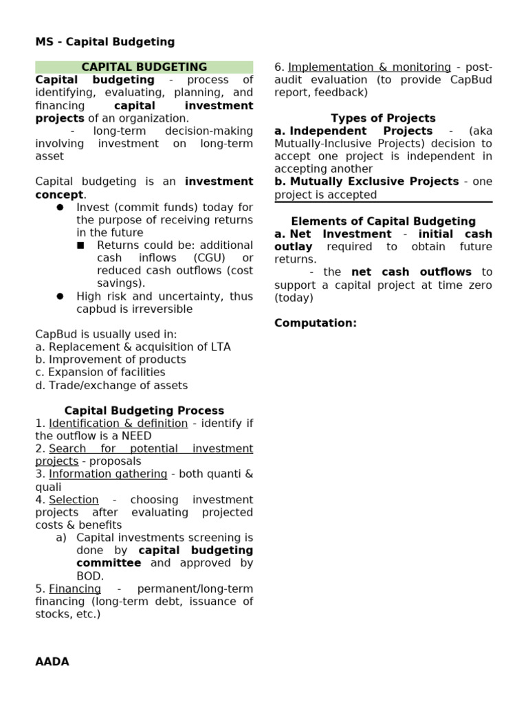 Capital Budgeting | PDF