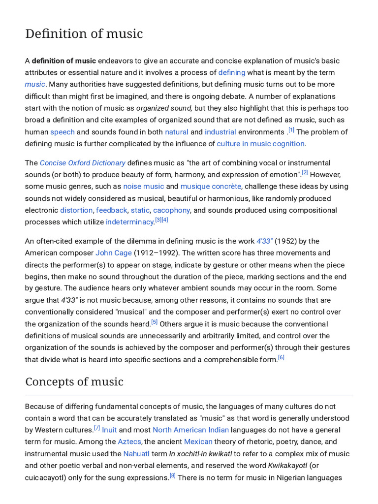 Definition of Music | PDF | Social Science