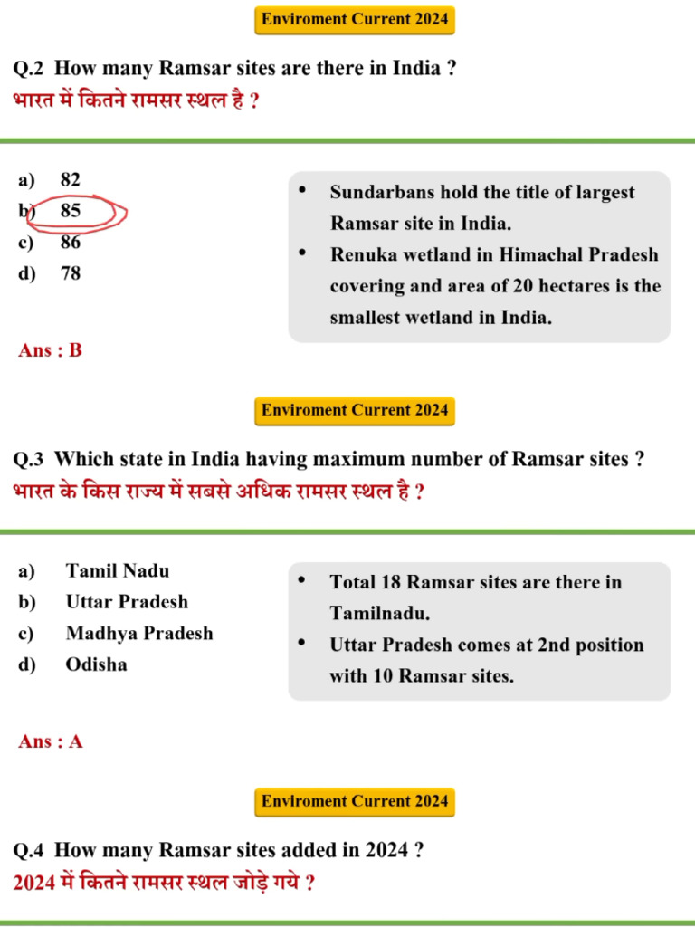Environment Current Affairs 2024 - January To August Current Affairs ...