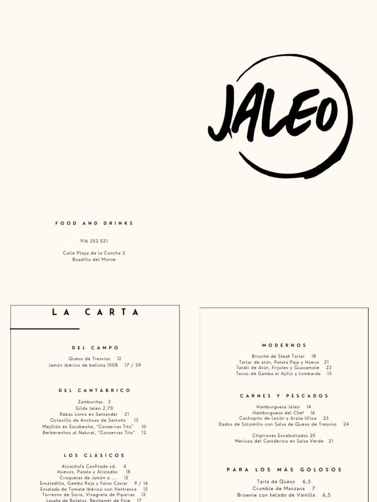 Carta Jaleo Inv 23 24 | PDF | Cocina europea | Cocina occidental