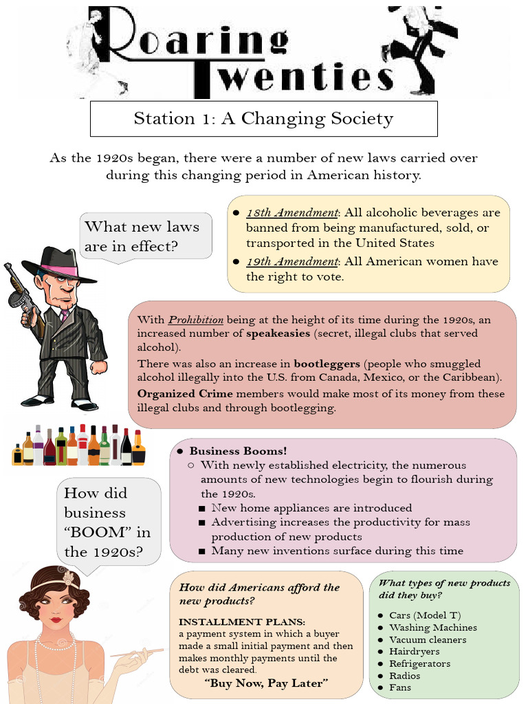 Roaring 20s Stations Activity | PDF | Christian Fundamentalism | Gangster