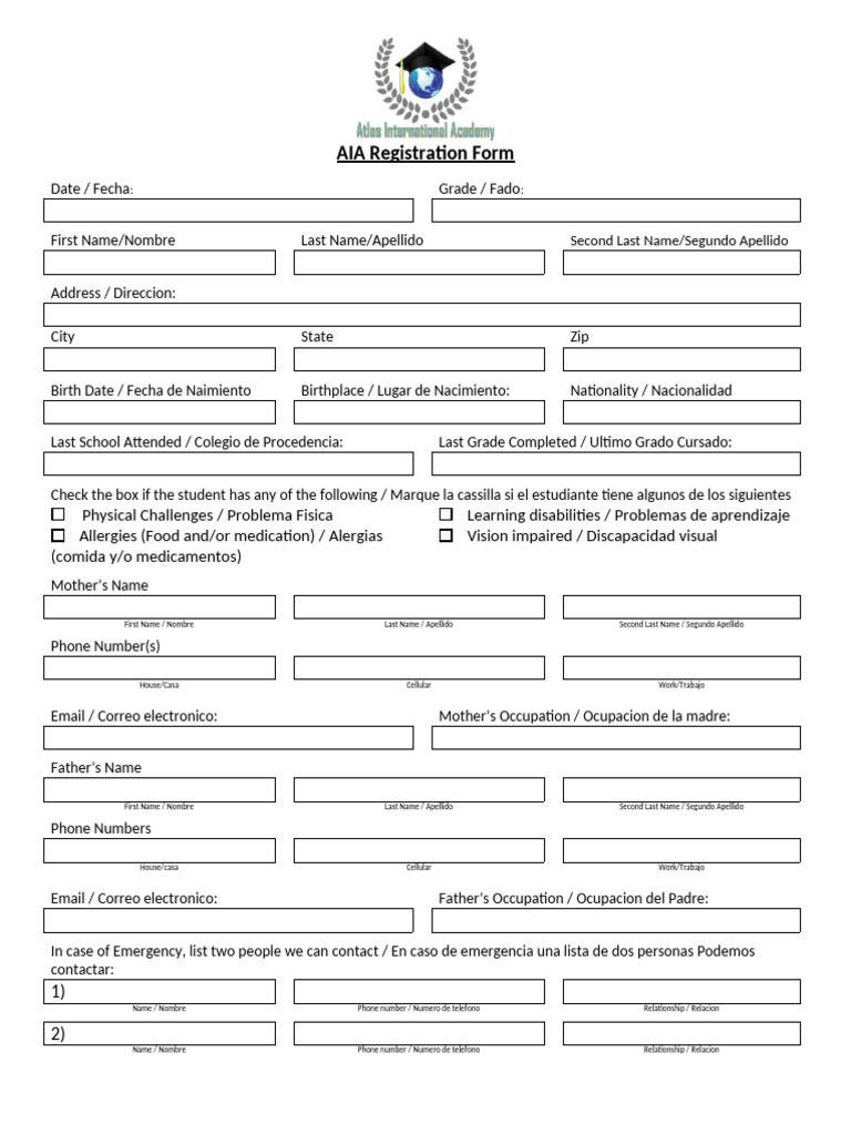 AIA Registration Form | PDF