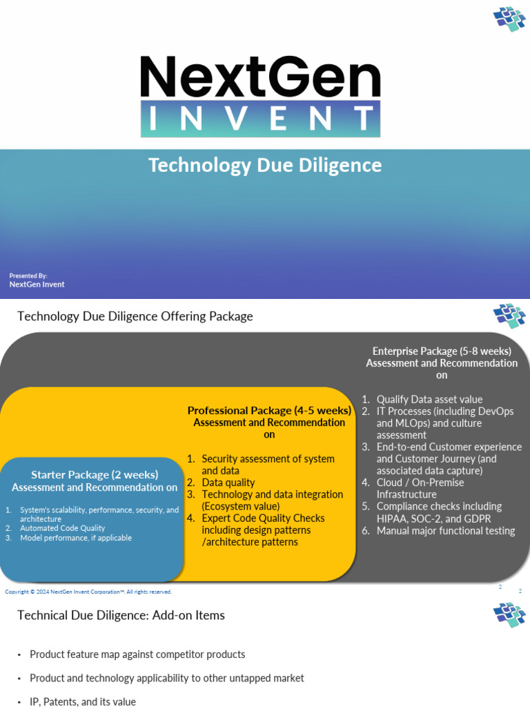 NextGen Invent: Your Partner in Strategic Technology Due Diligence | PDF | Software Quality ...