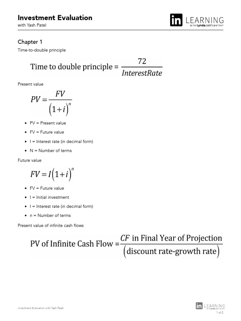 Handout - Investment Evaluation | PDF