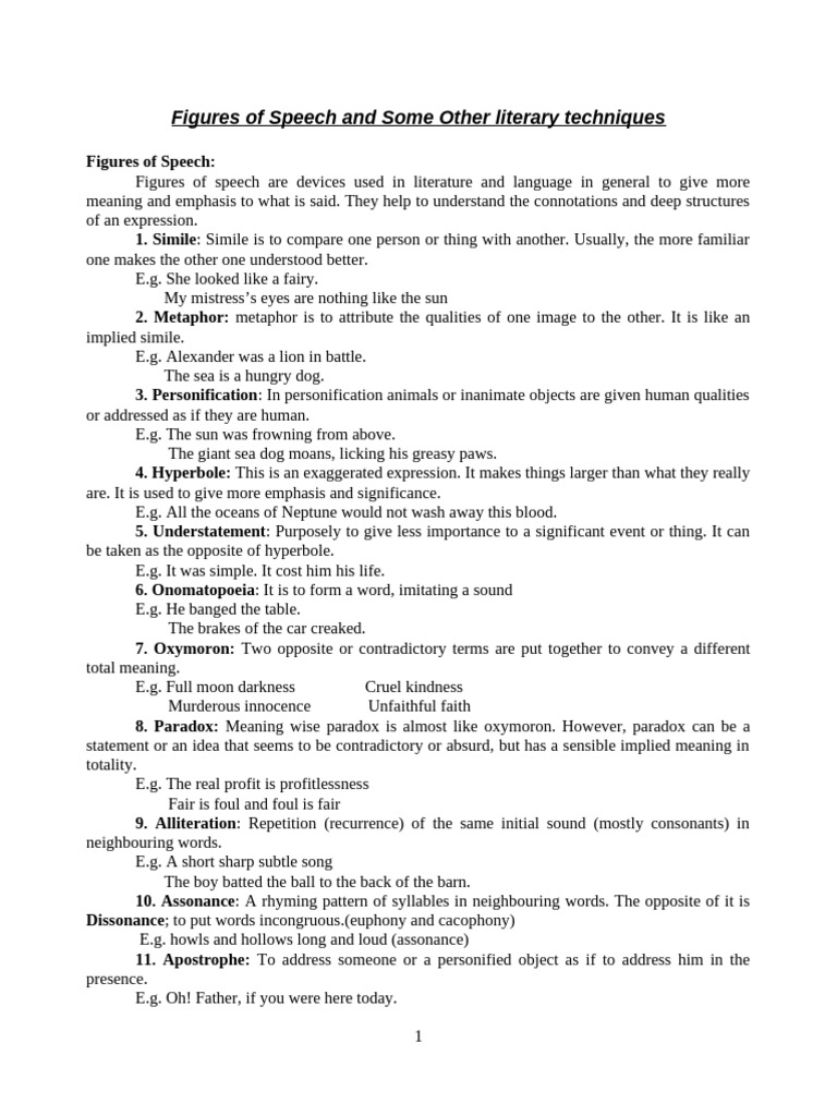 Literary Devices for Students | PDF | Senses | Irony