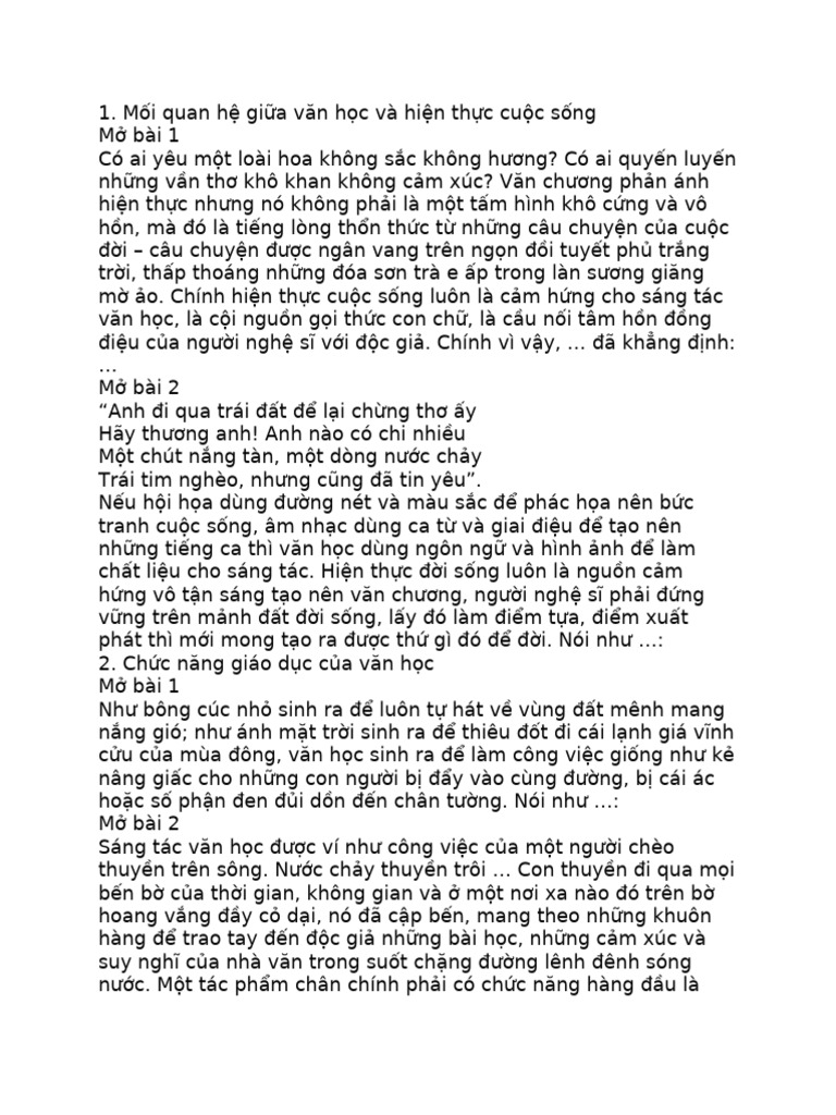 Cách Mở Bài NLVH, NLXH | PDF