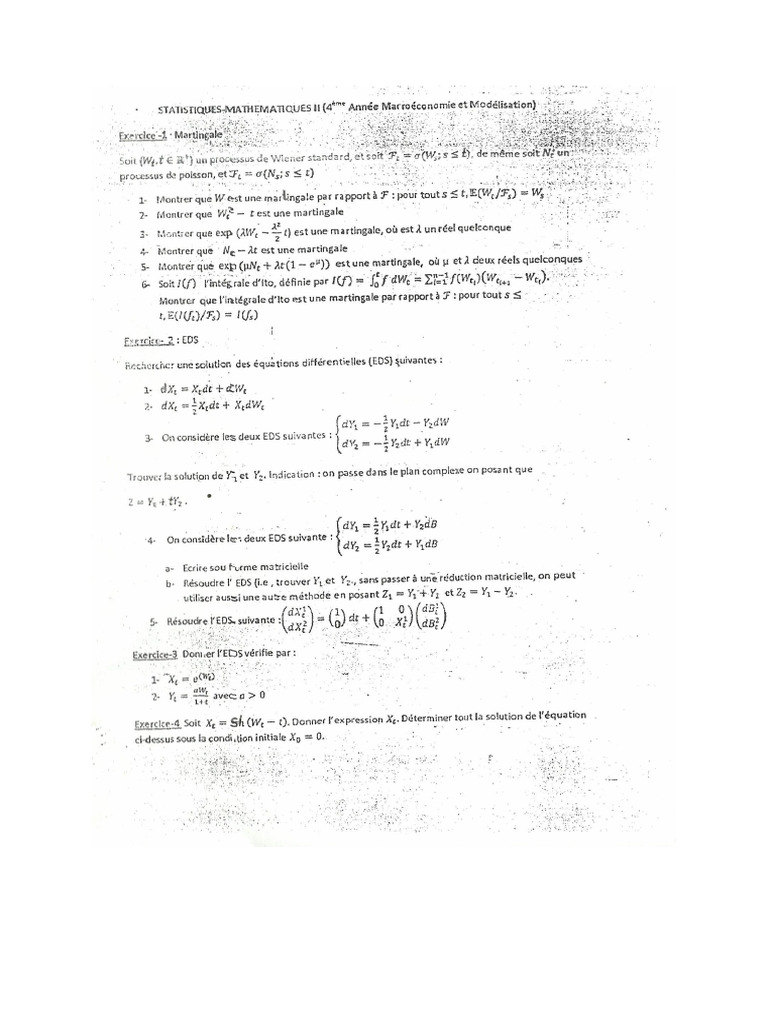 Sujet Stat Mat Traité M1 | PDF