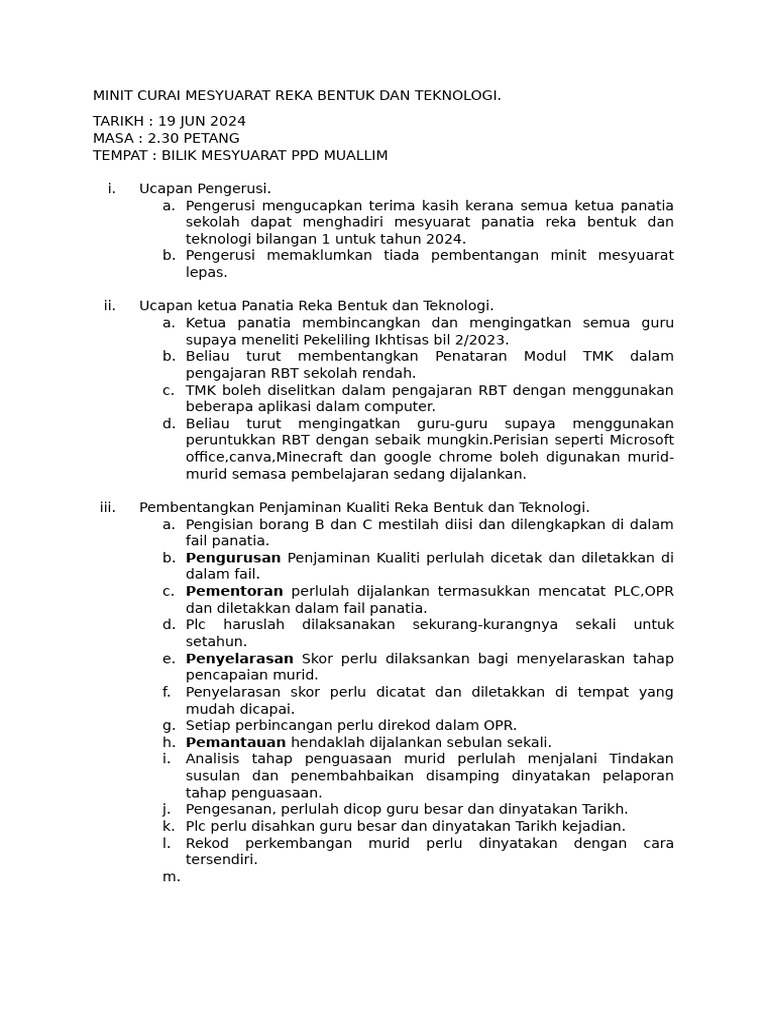 Minit Curai RBT 2024 | PDF