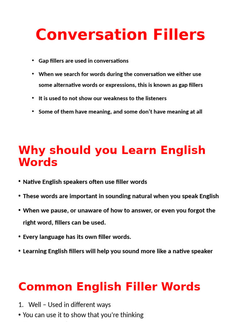 Conversation Fillers | PDF | English Language | Human Communication