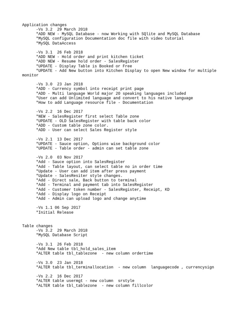 Change_logs pos | PDF | Computing | Software