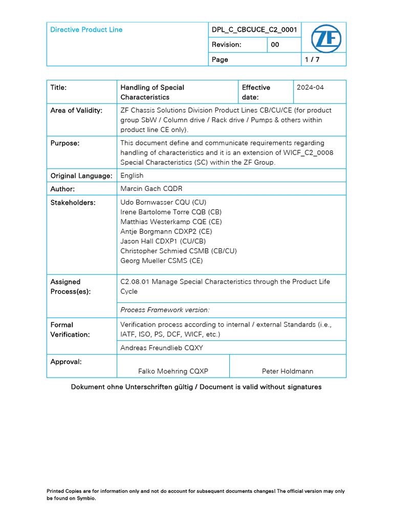 Special Characteristics Handling Directive | PDF | Engineering