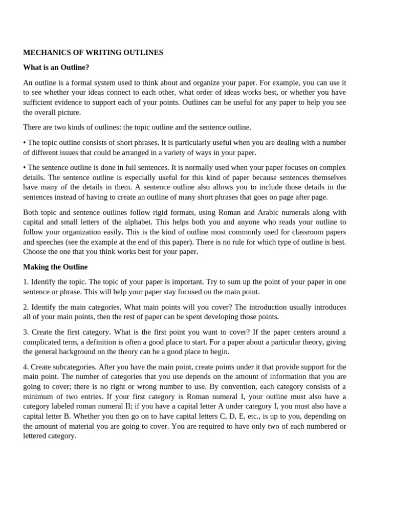 Lecture Note On Mechanics of Writing Outlines and Designing ...