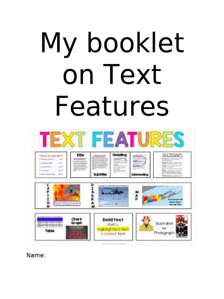 My Booklet On Text Features | PDF | Foreign Language Studies