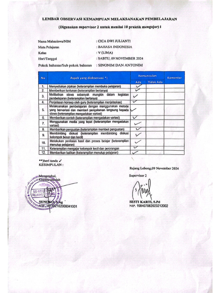 Observasi 3 Cica | PDF