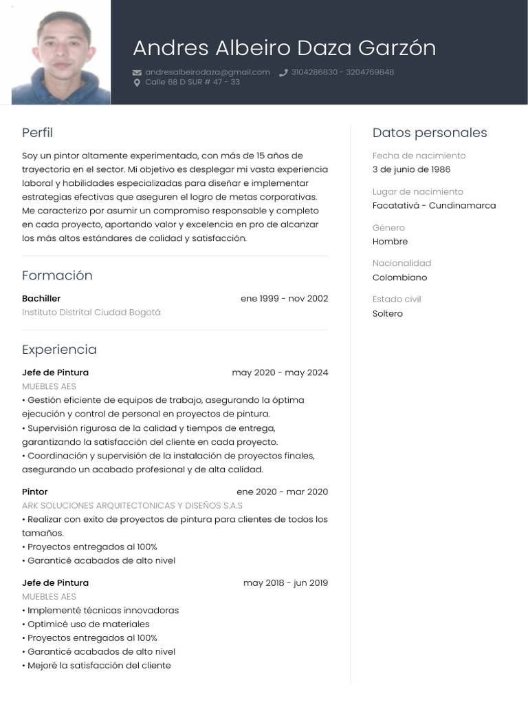 Hoja de Vida Andres Albeiro Daza Garzón Final | PDF | Economias | Business