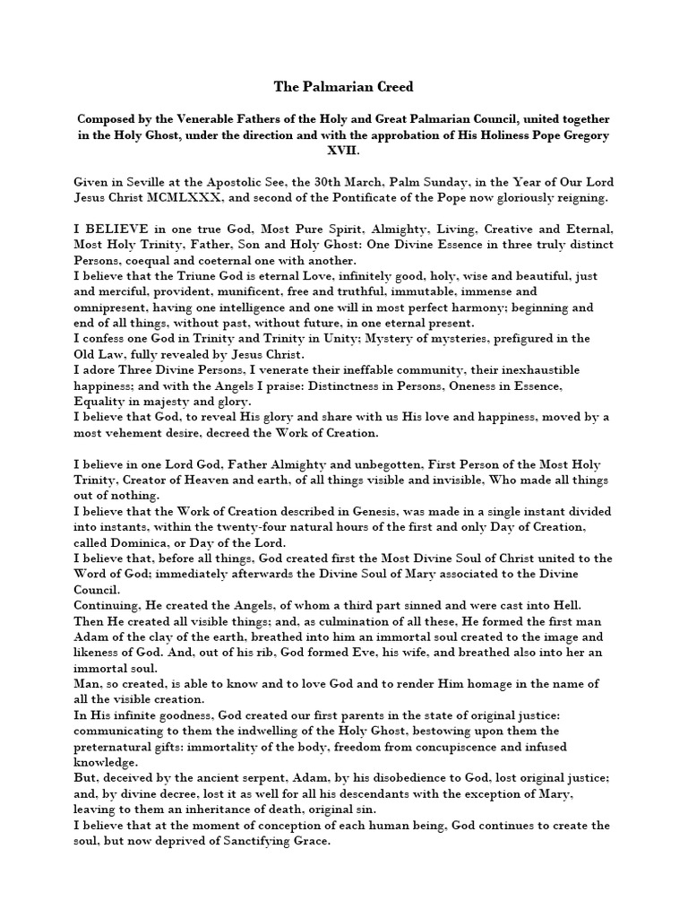 The Palmarian Creed Explained | PDF | Catholic Church | Mary, Mother Of ...