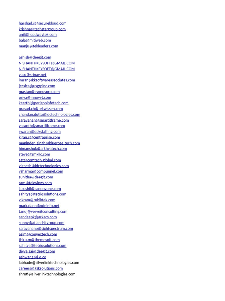 Vendor Email Ids | PDF | Technology & Engineering