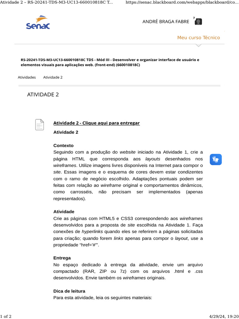 Atividade 2 - RS-20241-TDS-M3-UC13-660010818C TDS - Mód ... | PDF | Informática