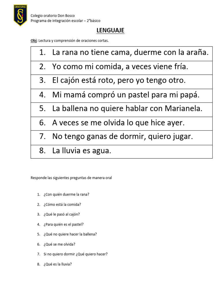 Programa de Lenguaje 2° Básico | PDF