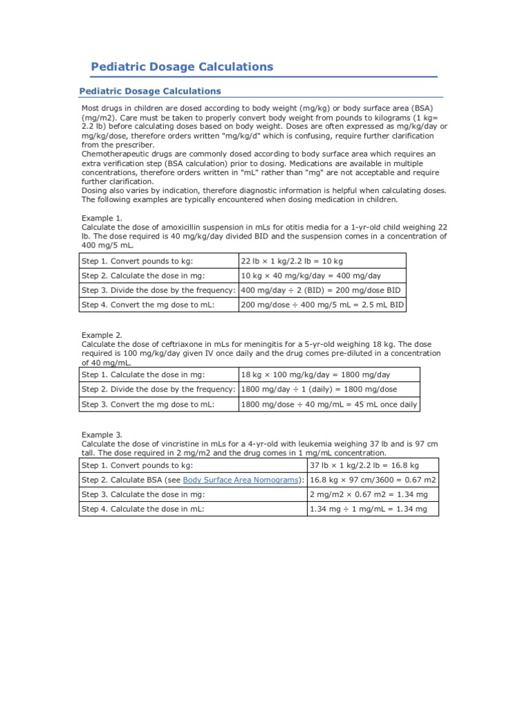Pediatric Dosage Calculations | Dose (Biochemistry) | Midazolam