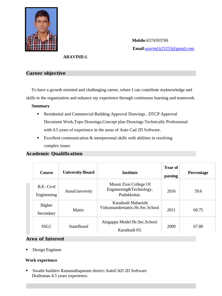 333 Resume Aravind | PDF | Cognition
