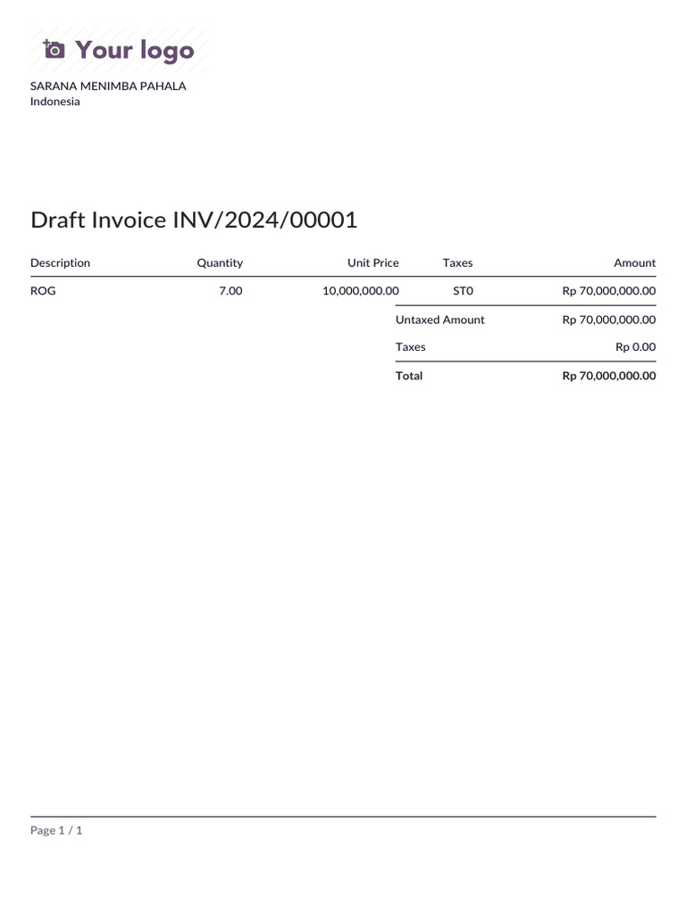 Draft Invoice INV - 2024 - 00001 | PDF