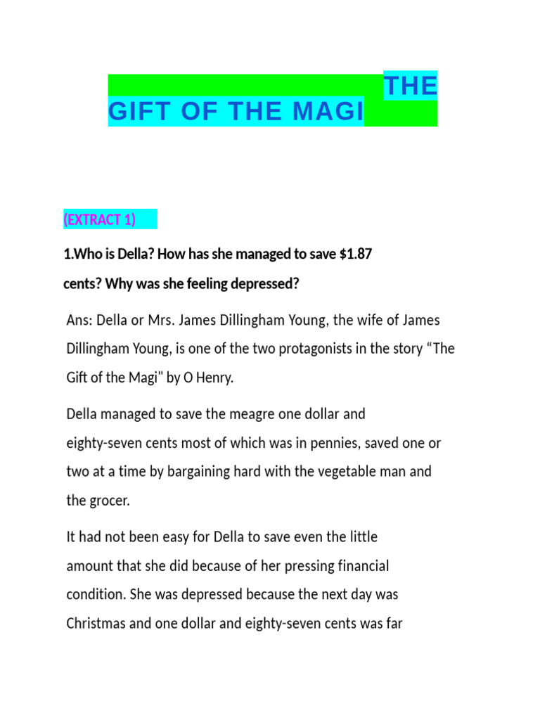 Gift of The Magi | PDF | Solomons