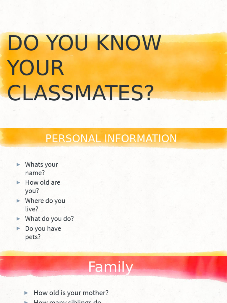 Do You Know Your Classmates | PDF | Language Arts & Discipline | Self ...