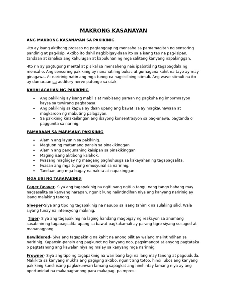 Makrong Kasanayan | PDF