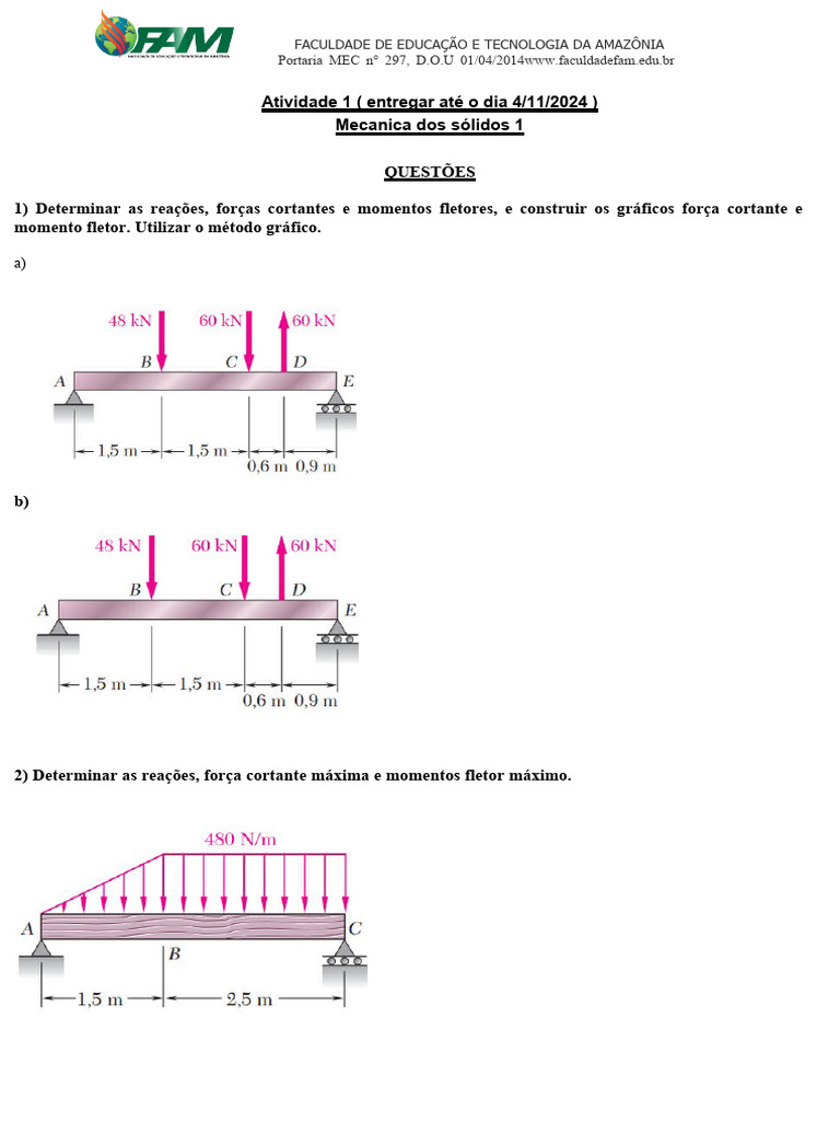 Atividade 1 Mec Dos Solidos 1 - 2bi | PDF