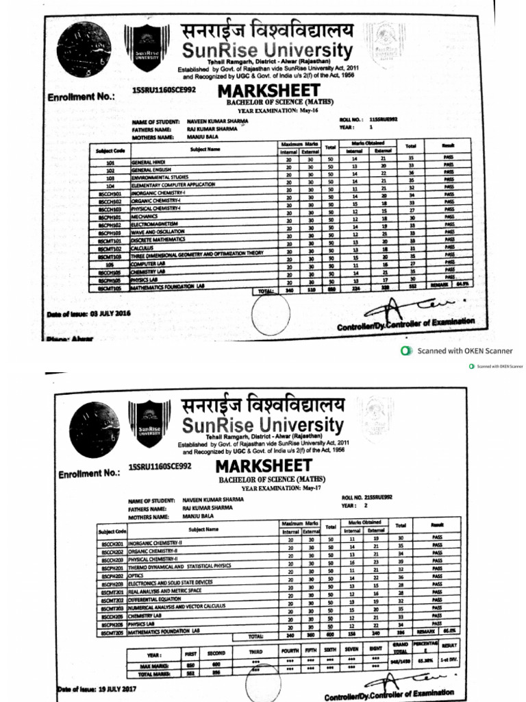 Naveen Graduation Marksheet | PDF