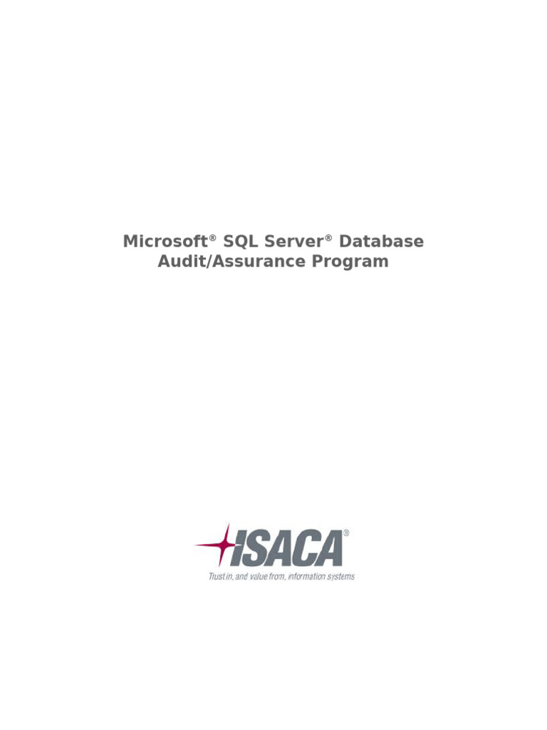 Microsoft SQL Server Database Audit Assurance Program - Icq - Eng - 0711 | PDF | Internal ...
